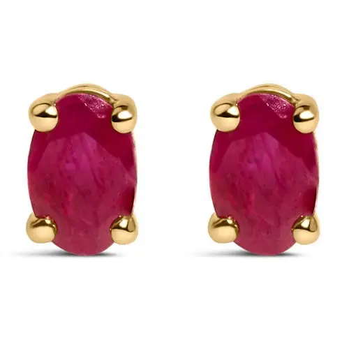 HAUS OF BRILLIANCE 14k Gold Gemstone Stud Earrings - Yellow | Red Ruby